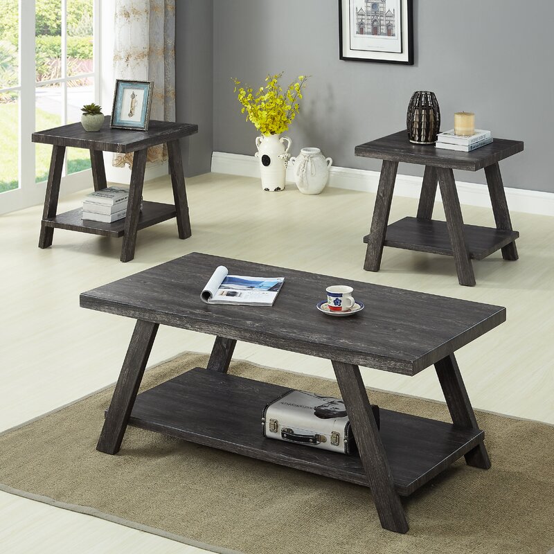 Black Filipek 3 - Piece Living Room Table Set - W007461875 ...