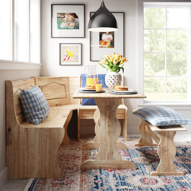 Padstow 5 - Person Pine Solid Wood Breakfast Nook Dining Set ...
